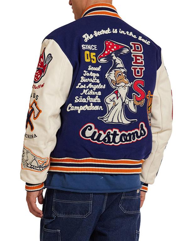 Jackets | Deus Ex Machina | Amanita Varsity Jacket Patriot Blue – Deus ...