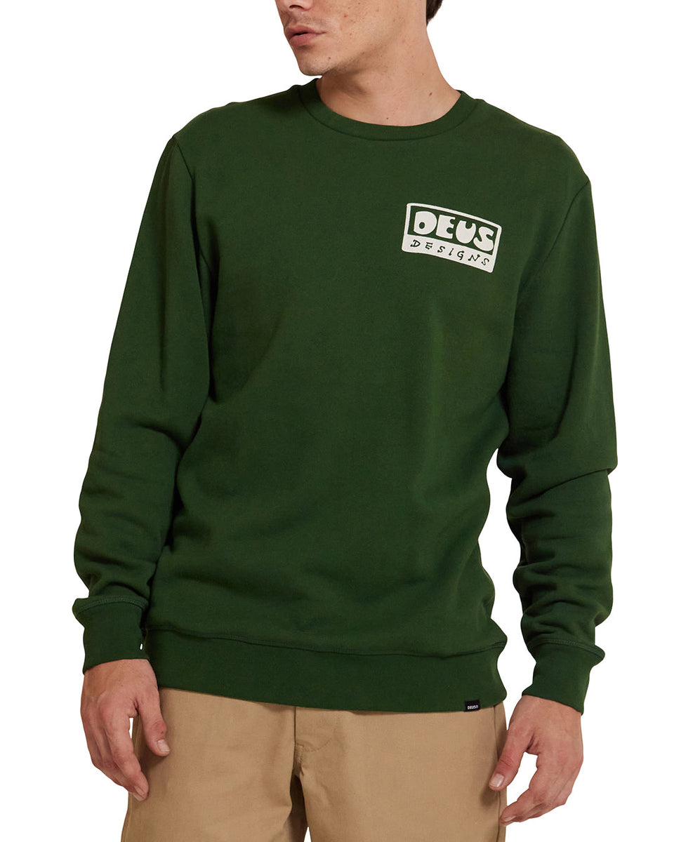 Fleece | Deus Ex Machina | Nice To See You Crew Hillside Green – Deus ...